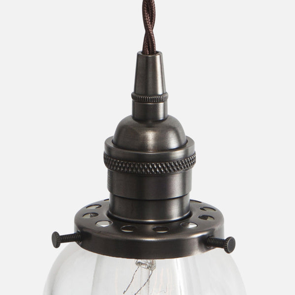 Vintage Socket Pendant Light Glass Bell Shade Ebonized Brass | Flea ...